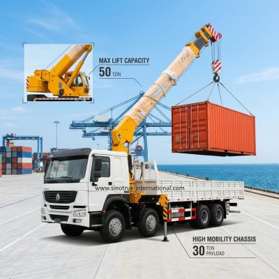 China 12 Tons HIAB Truck Mounted Telescopic Boom Crane 6X4 For High Altitude Rescue for sale