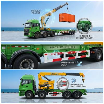 China 3 Axle Truck Mounted Crane Container For Transportation Self Loading for sale