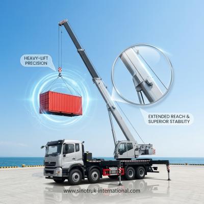 China 37 Tons Container Side Loader Truck Mounted Crane Euro 2 6 - 13m Length for sale