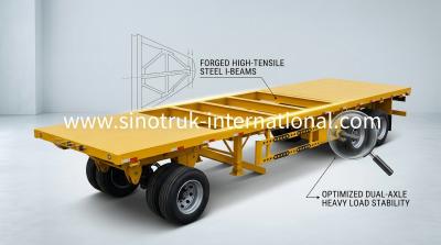 China 3 Axles Flatbed Cargo Full Trailer Carrying 40 Tons Bulk Cargo for sale