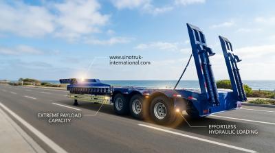 China Hydraulic Flatbed Semi Trailer Truck 4 Axles 50-80 Tons Loading Capacity for sale
