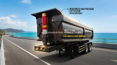 China Black Color Hydraulic 3 Axles Semi Truck Flatbed Trailer Transport Cargo for sale