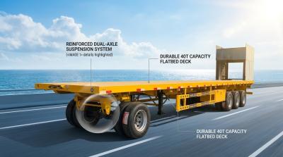 China 28T Flatbed Full Trailer ABS With Front HOWO Cargo Hook for sale