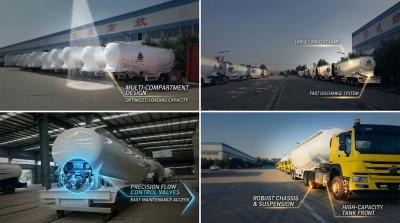 China Carbon Steel Semi Trailer Truck For Powder Material Transporting for sale