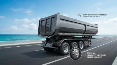 China Heavy Equipment Semi Trailer Storage Boxes , Hydraulic Semi Flatbed Trailers for sale