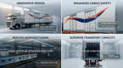 China 40 Feet Container Flatbed Semi Trailer Truck 2 Or 3 Axles 30-60 Tons 13m for sale