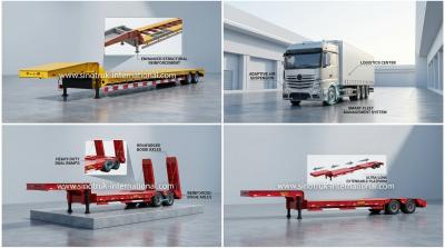 China High Efficiency Semi Low Flatbed Trailer Truck 12000*3000*6mm 2 Axles 50 Tons for sale