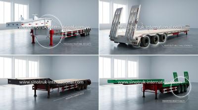 China 75 Tons 17m Lowbed Semi Trailer Truck , Tri - Axle Semi Flatbed Trailers for sale