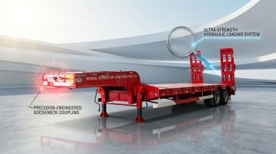 China Low Bed Semi Trailer 3 Axles 60 Tons 15m For Transporting Construction Machine for sale