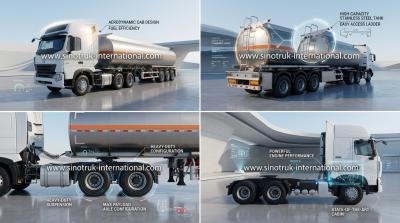 China Large Capacity Diesel Semi Trailer Fuel Tanker Truck Tri - Axle 50 - 80 Tons for sale