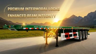 China Flat-bed Semi Trailer Truck 3 Axles 30-60Tons 13m for Container Loading for sale