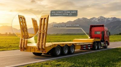 China Highway Construction Semi Low Bed Trailer Truck for sale