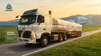 China #50 / #90 Flatbed Semi Trailer Truck 3 Axles 45 - 60 CBM With HOWO A7 Tractor for sale