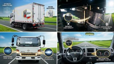 China High Efficiency Light Duty Trucks , 4500 Wheelbase 18 Foot Box Truck for sale