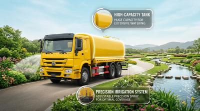 China High Efficiency 25CBM Water Tank Truck With High And Low Level Spraying for sale