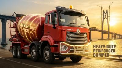China Red HOWO 8*4 Concrete Mixer: 371 Horsepower & Super-Large Loading Capacity for sale