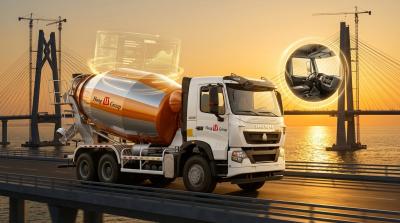 China ISO Concrete Mixer Truck With Pump , Mobile Industrial Concrete Mixing Equipment for sale