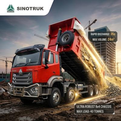 China Red Square-Bucket Dumper (27CBM, 8×4, 371HP): Key Advantages for Quick Material Discharge for sale