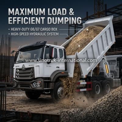 China SINOTRUK HOHAN HOWO 380HP LHD Tipper Dump Truck 6X4 Patterned Style Cargo Box for sale