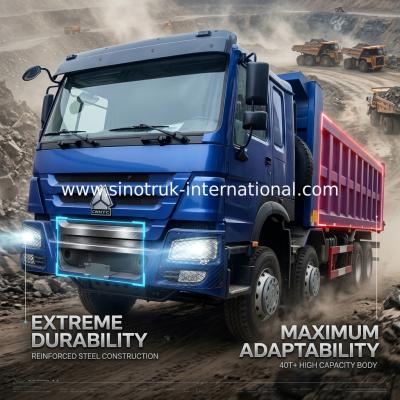 China SINOTRUK BLUE HOWO 400HP 8×4 TIPPER DUMP TRUCK LHD for sale