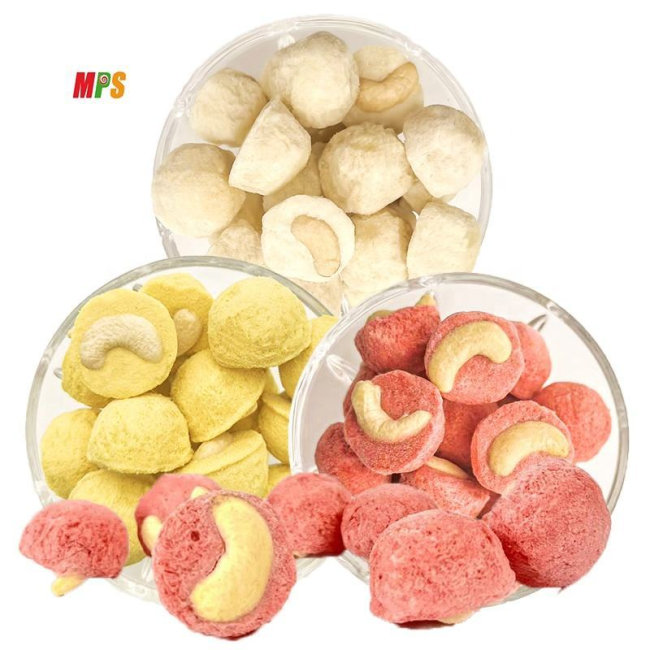 Assortment of colorful freeze dried candies in various shapes and sizes
