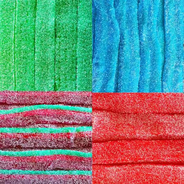 Quality Jiutai Yummy Chewy Sour Belt Candy Acid Liquorice Candy Stick Shape for sale