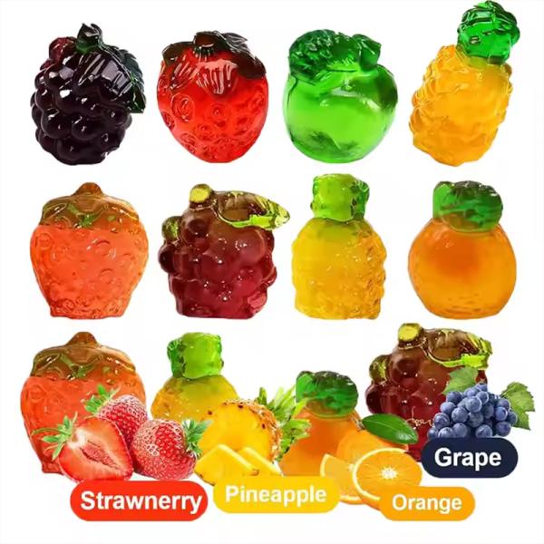 Quality Mini 3D 4D Jelly Candy Gummies Mix Fruit Shape Jam Filled Bulk for sale