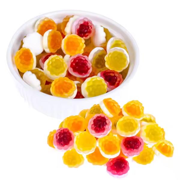 Quality Mini 3D 4D Jelly Candy Gummies Mix Fruit Shape Jam Filled Bulk for sale