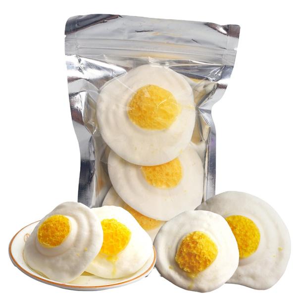 Quality Yummy Crisp New Freeze Dried Candy Fried Egg Shape Fruit Freeze Dry Gummy Sweets for sale