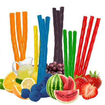 China Fruity Flavored Sour Patch Candy Custom Strawberry Sour Straws Jam Filled Twist Packaged In Bags for sale