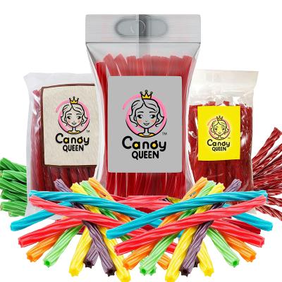 China Fruity Flavored Sour Patch Candy Custom Strawberry Sour Straws Jam Filled Twist Packaged In Bags for sale