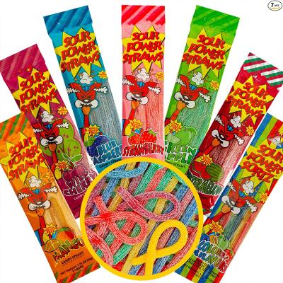 China Customization Stick Sour Straw Candy Many Flavors Sour Skittles Bulk for sale