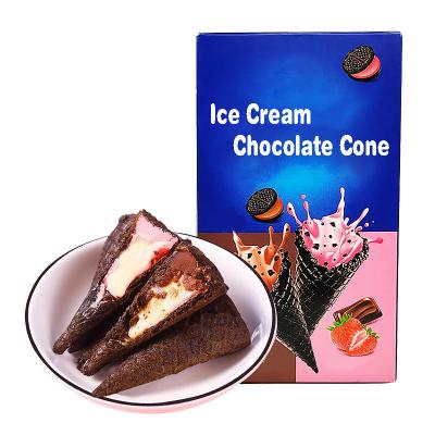 중국 크리시피 펄프 블랙 초콜릿 컴포운드 크림 채우기 아이스크림 코너 웨이퍼 비스킷 판매용