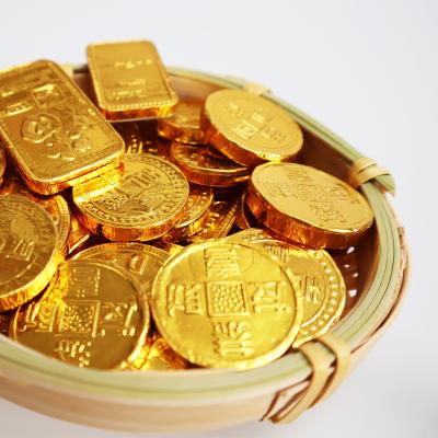 China Moedas preferenciais de ouro personalizadas de chocolate Ingot Snacks Doces Nozes Sabor de cacau à venda