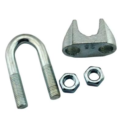China Malleable Steel Wire Rope Clamps DIN 741 Zinc Secure Underground Cable Connections for sale