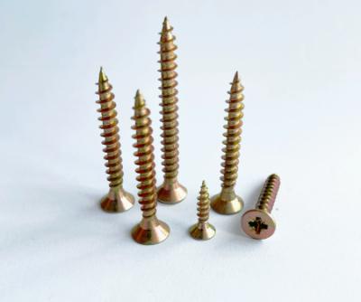 China DIN7505A Self Tapping Chipboard Screw Yellow Zinc Plated Wood Screw for sale