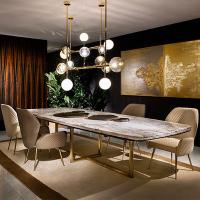 China Contemporary Luxury Rectangle Marble Dining Table For Dining Room for sale