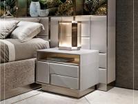 China Matted Leather Modern Bedside Tables White Solid Wood Nightstand for sale