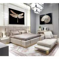 China Pine King Size Leather Double Bed for sale