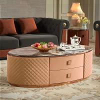 China 1.4m Customized Coffee Table Round Matted Marble Top for sale