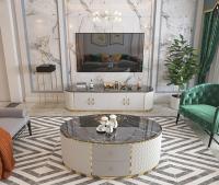 China 1.4m Customized Coffee Table Round Matted Marble Top for sale