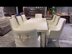 Marble Solid Wood Frame Dining Table Luxury Rectangle
