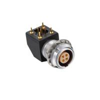 China 4 Pin Circular PCB Connector Push Pull Waterproof PPS Insulator 90 Degree Elbow Socket for sale