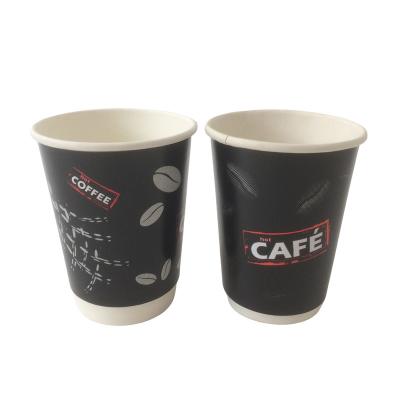China 8 Oz Black Coffee Hot Drink Paper Cups Disposable PE Coated Double Wall for sale