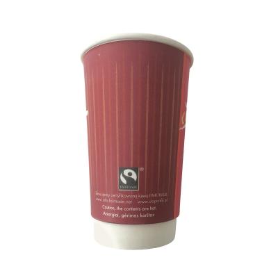 China 16 oz Copas descartáveis de café vermelho compostáveis revestidas de água com parede dupla à venda