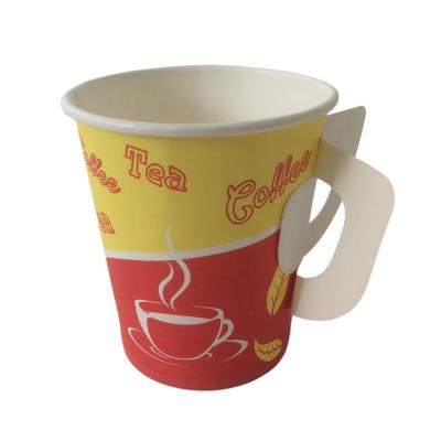 China 7 Oz PE Coating Single Wall Hot Cup Disposable Custom Printed With Handle for sale