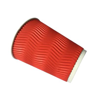 Cina Tazze di carta per caffè rosso caldo Acqueo Rivestito Ripple Wall Tazze di carta da 12 oz in vendita