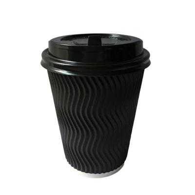 Cina Coppe di carta ondulata a tripla parete 12 oz Rivestimento di barriera acquosa per bevande calde in vendita