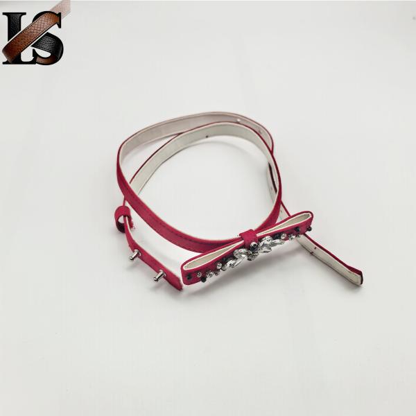 Quality Fabric-Cover Ladies Belts Red Bow With Rhinestones Fashion Women Pu Leather Belts for sale