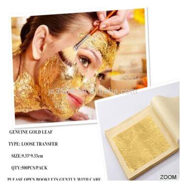 China Hot Sale and High Quality 24K Pure Gold Color Gold Leaf 9.33*9.33 CM for Beauty Facial Mask for sale